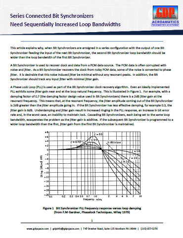 Bit Synchronizers - GDP Space Systems